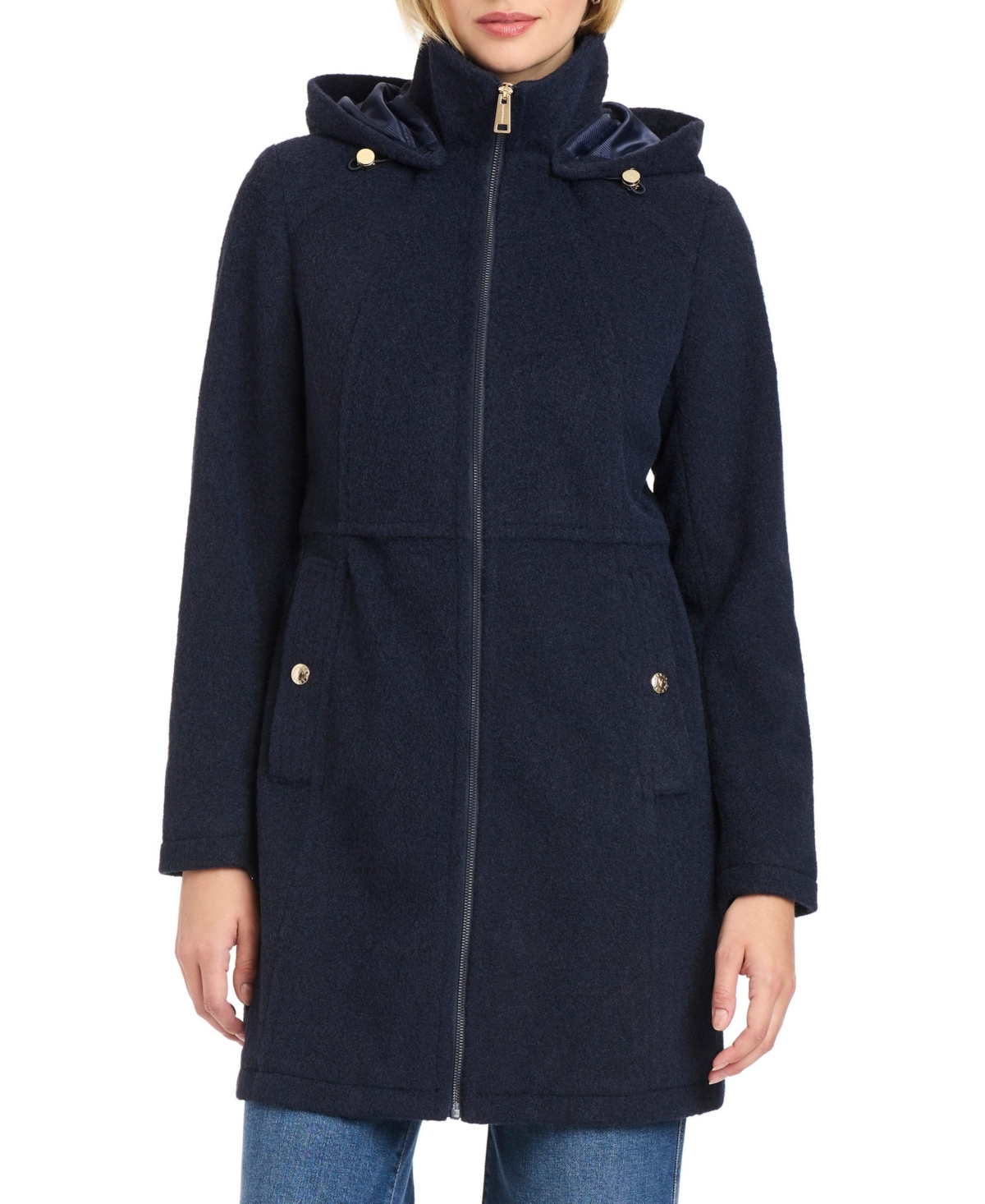 Click here for Vince Camuto Womens Zip Front Walker Coat With Det... prices