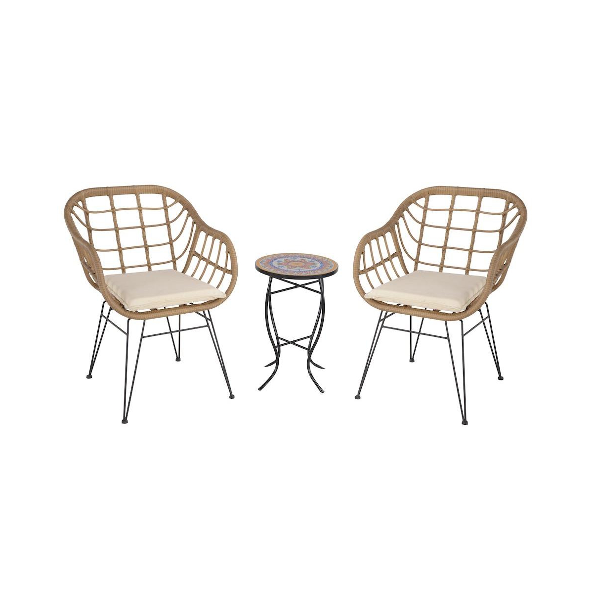 Click here for Jiallo Faux Rattan Basket Chair Set With Mosiac Ac... prices