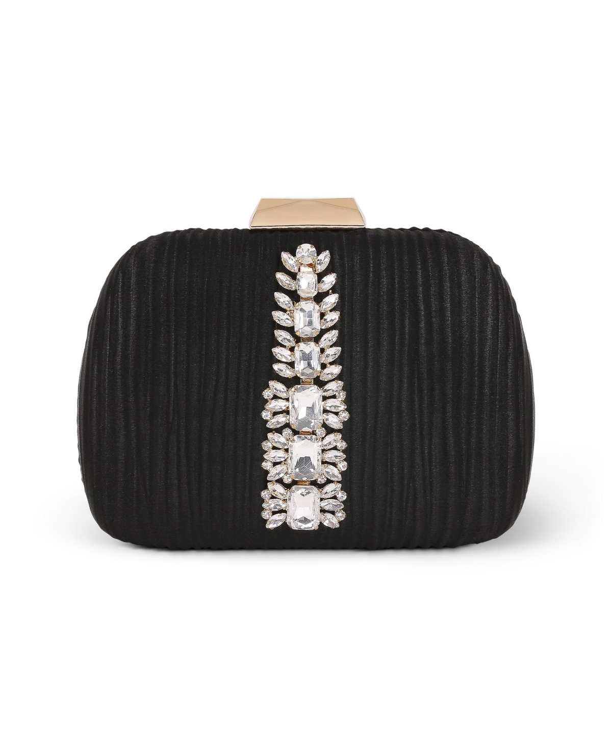 Click here for Womans Halo Crystal Panel Minaudiere - Black prices
