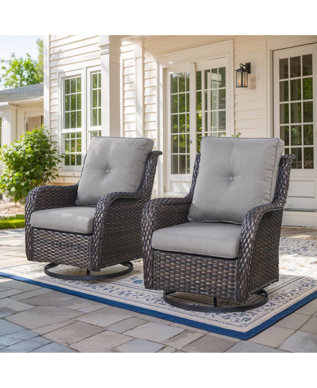 Click here for Gymojoy ArcLine Brown Wicker Swivel Glider Outdoor... prices