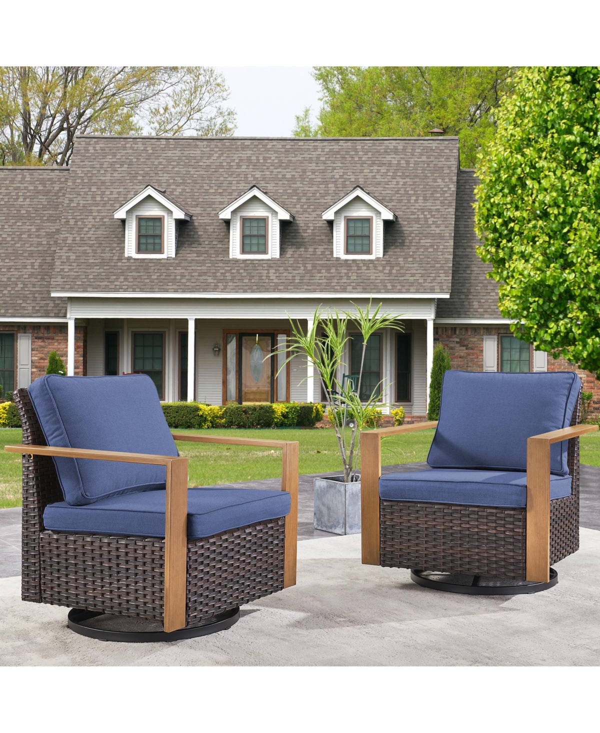 Click here for Gymojoy CubeEdge Brown Wicker Patio Swivel Chair S... prices