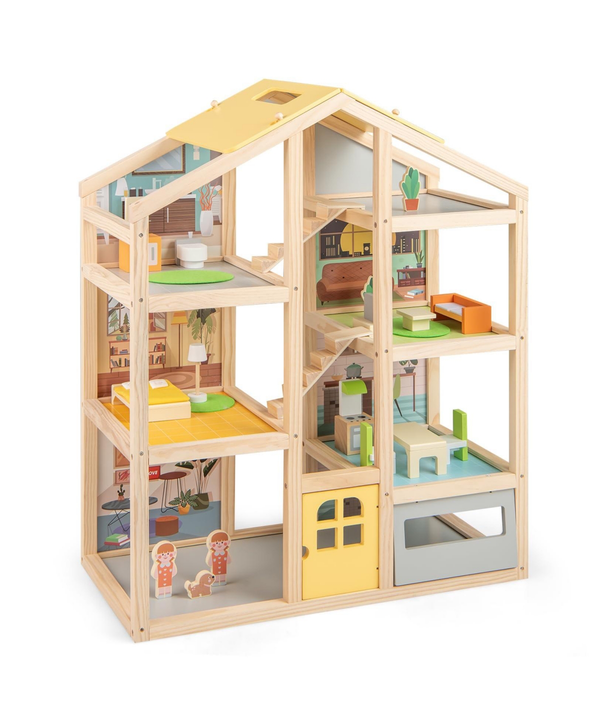 Click here for Wooden Dollhouse for Kids Modern Family Pretend Pl... prices