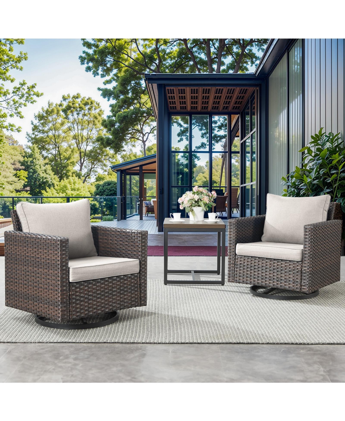 Click here for Gymojoy U-Frame 2-Piece Swivel Glider Wicker Outdo... prices