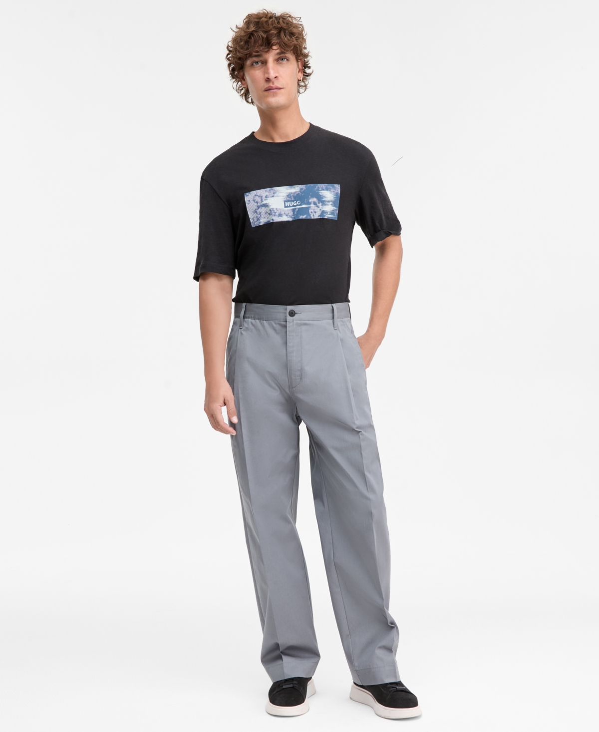 Click here for Hugo Boss Roy Regular Fit Pleated Trousers - mediu... prices