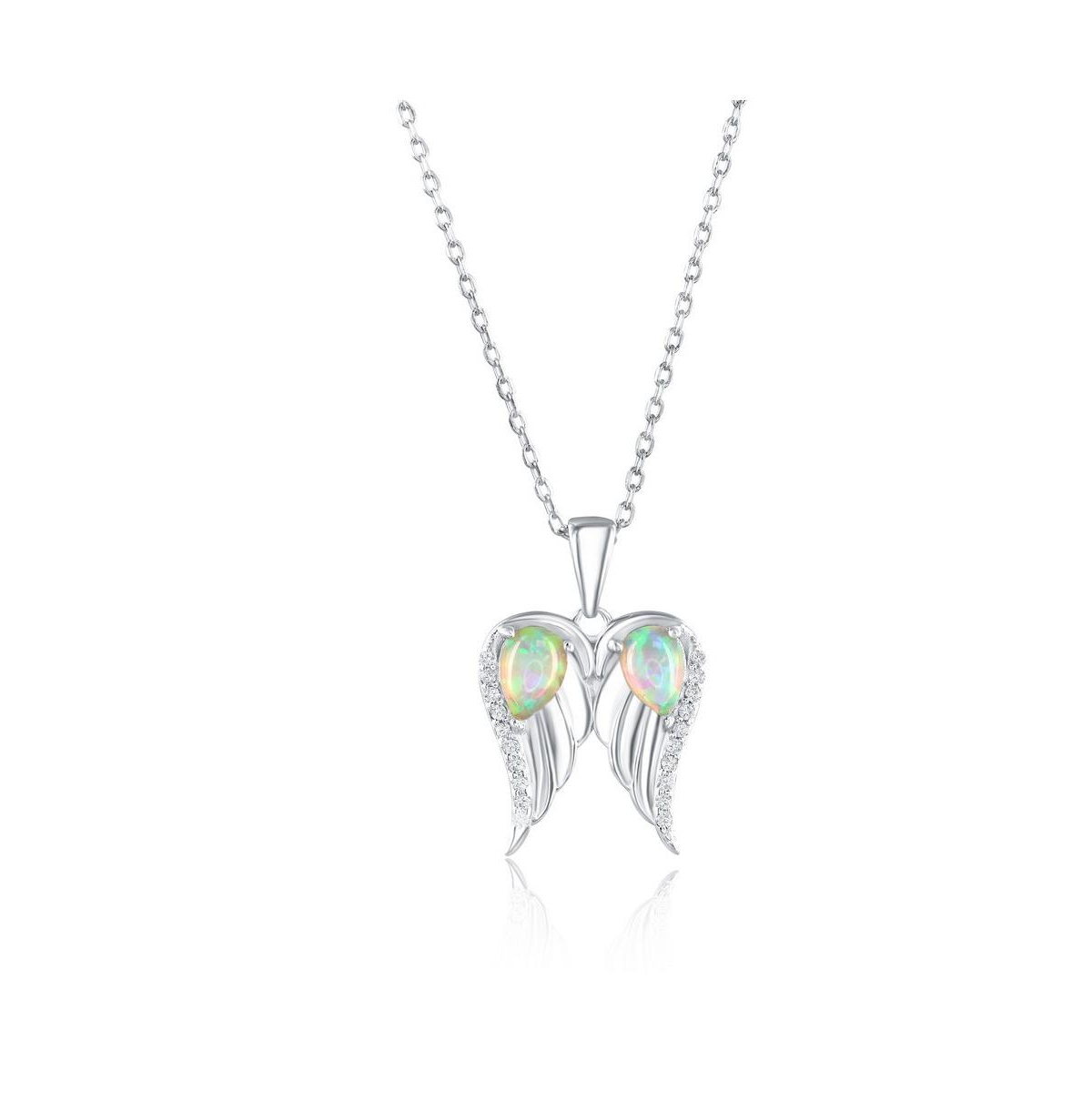 Click here for Sterling Silver  Pearshaped Opal  Cz Angel Wings N... prices