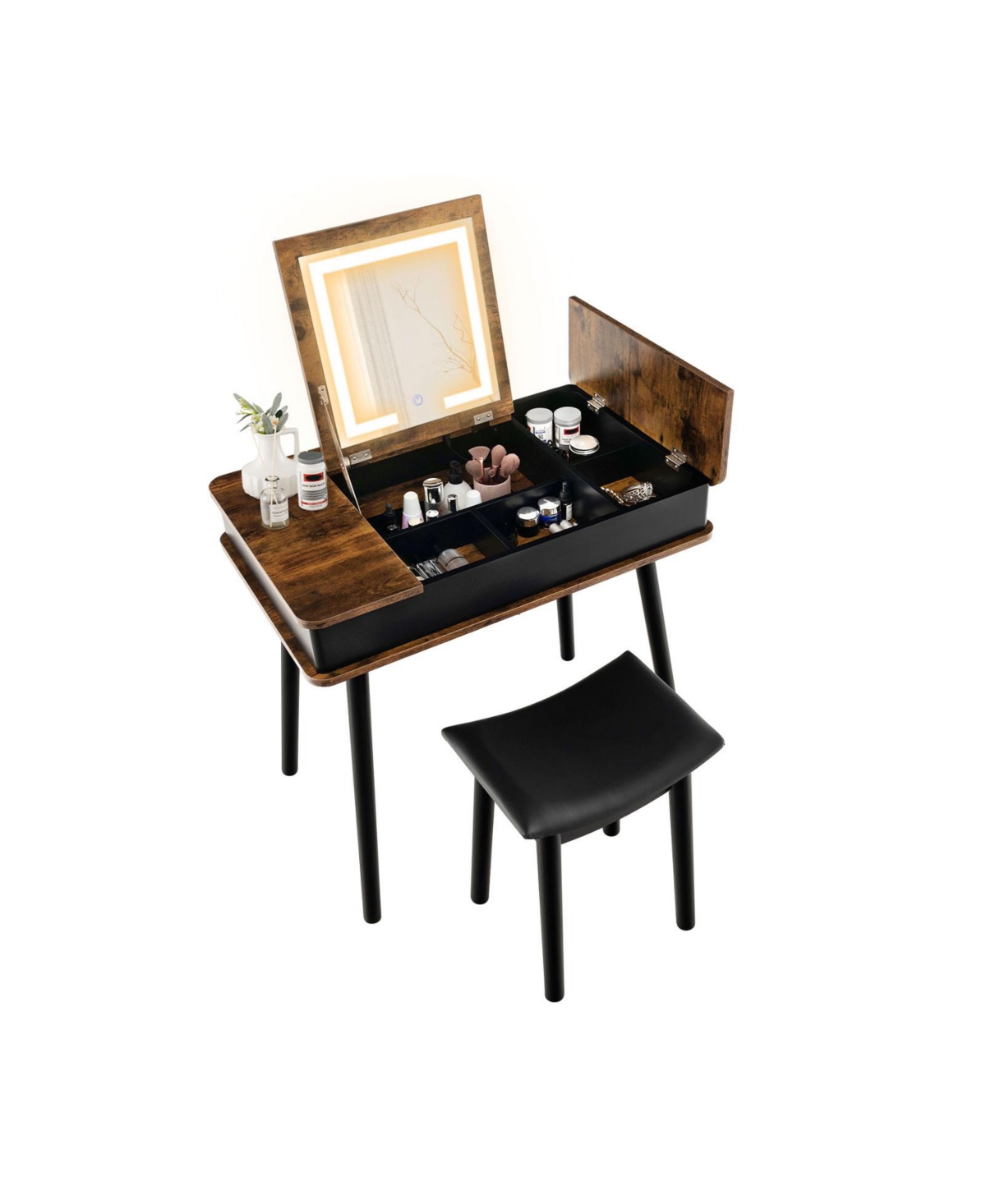 Click here for Vanity Table Set with Flip Top Mirror and 6 Storag... prices