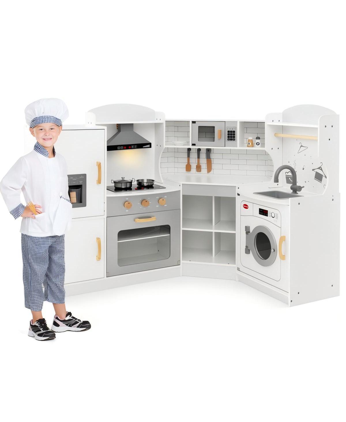 Click here for Wooden Corner Play Kitchen Set with Utensils Stora... prices