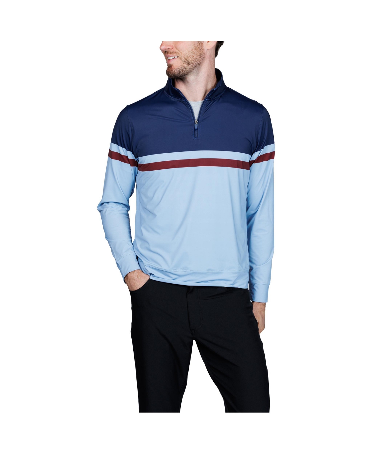 Click here for Tailorbyrd Mens Engineered Stripe Performance Quar... prices