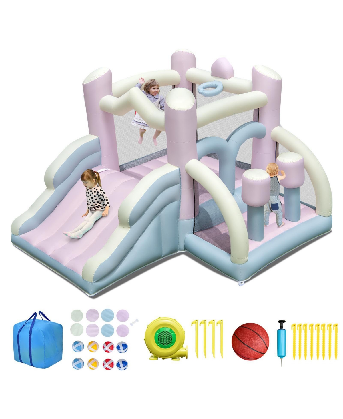 Click here for Pastel Inflatable Bounce House with Slide Basketba... prices