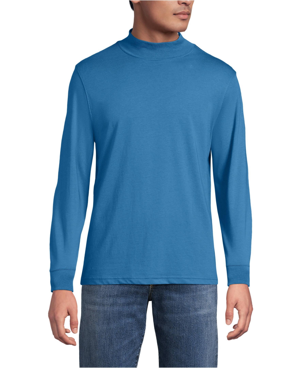Click here for Lands End Big & Tall Super-t Mock Turtleneck - Blu... prices