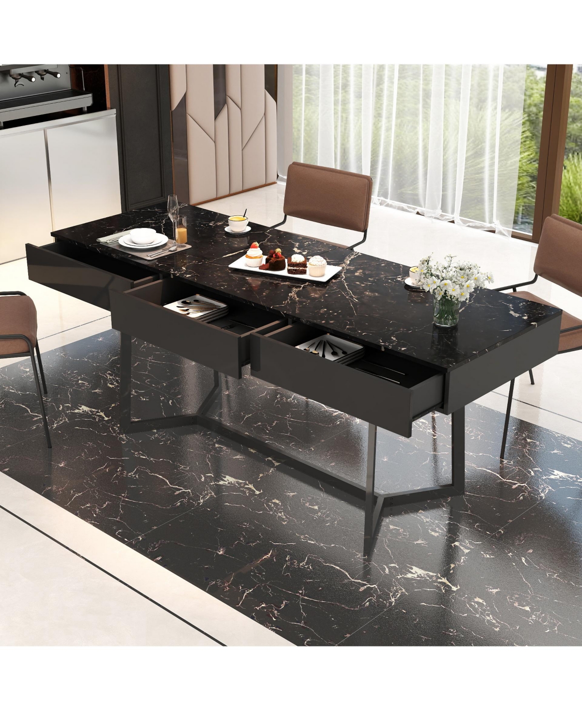 Click here for Lovmor Modern Black 70.87 Computer Desk  Study & W... prices