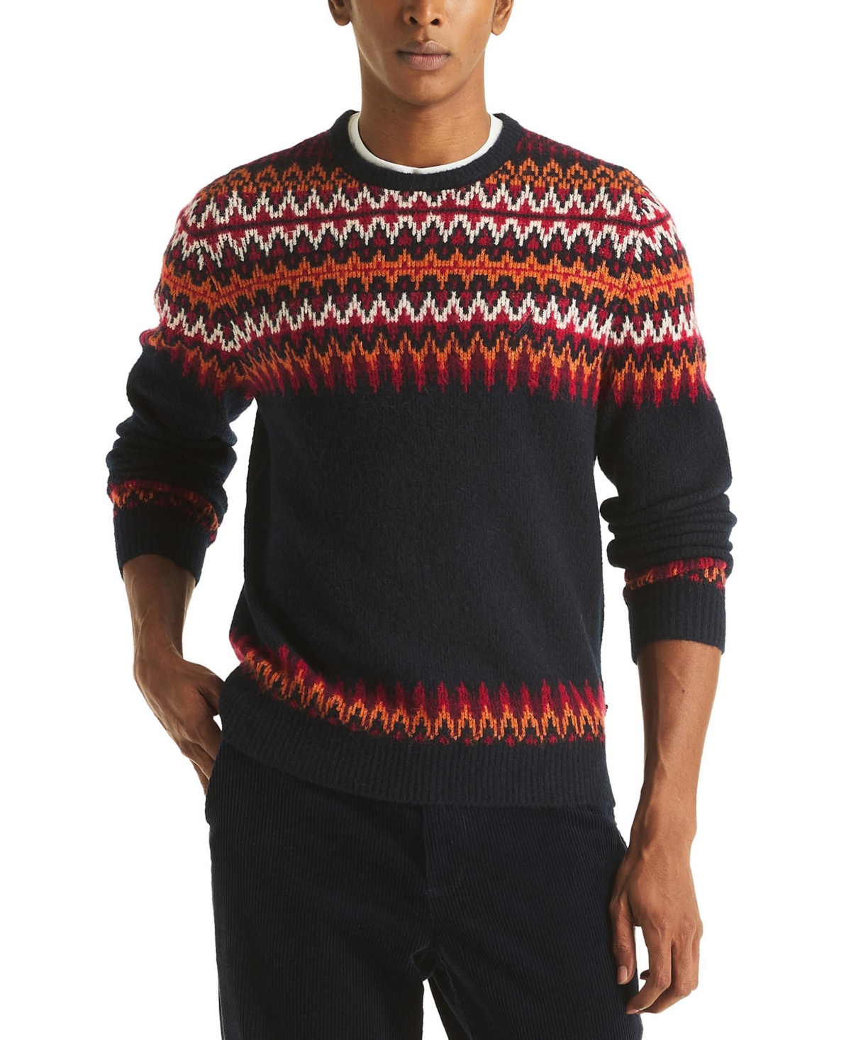 Click here for Nautica Mens Fair Isle Patterned Sweater - Navy Se... prices