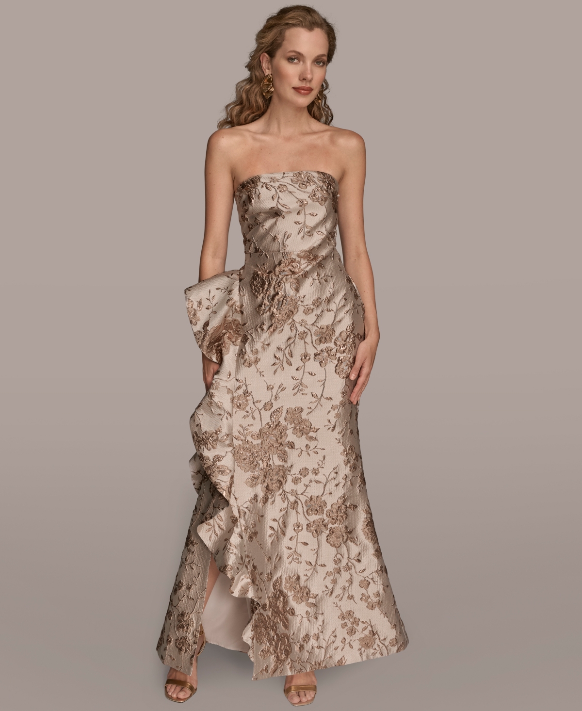 Click here for Donna Karan New York Womens Strapless Side Ruffle... prices