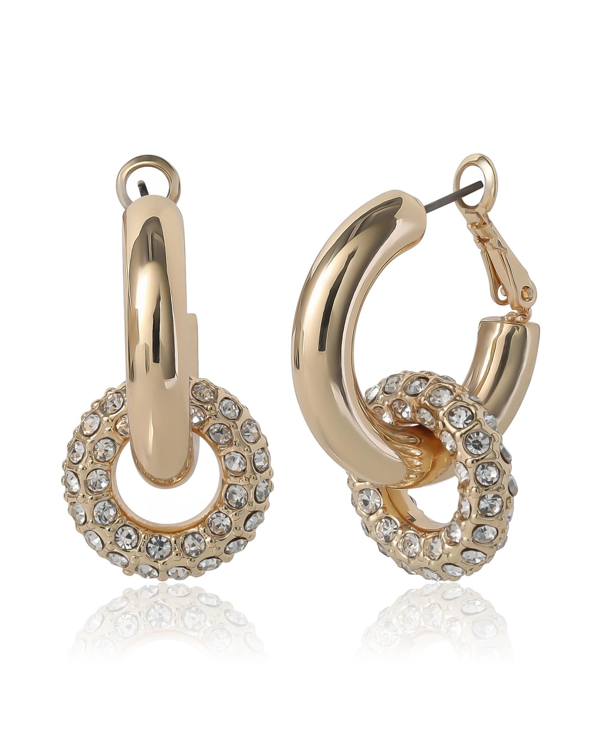Click here for Bcbg Pave and Polished Gold-Tone Double Hoop Earri... prices