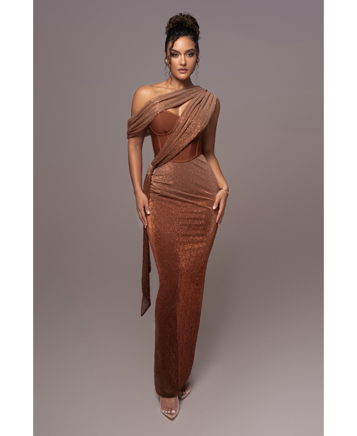 Click here for Jluxlabel Womens Celestina Draped Maxi Dress - Gol... prices