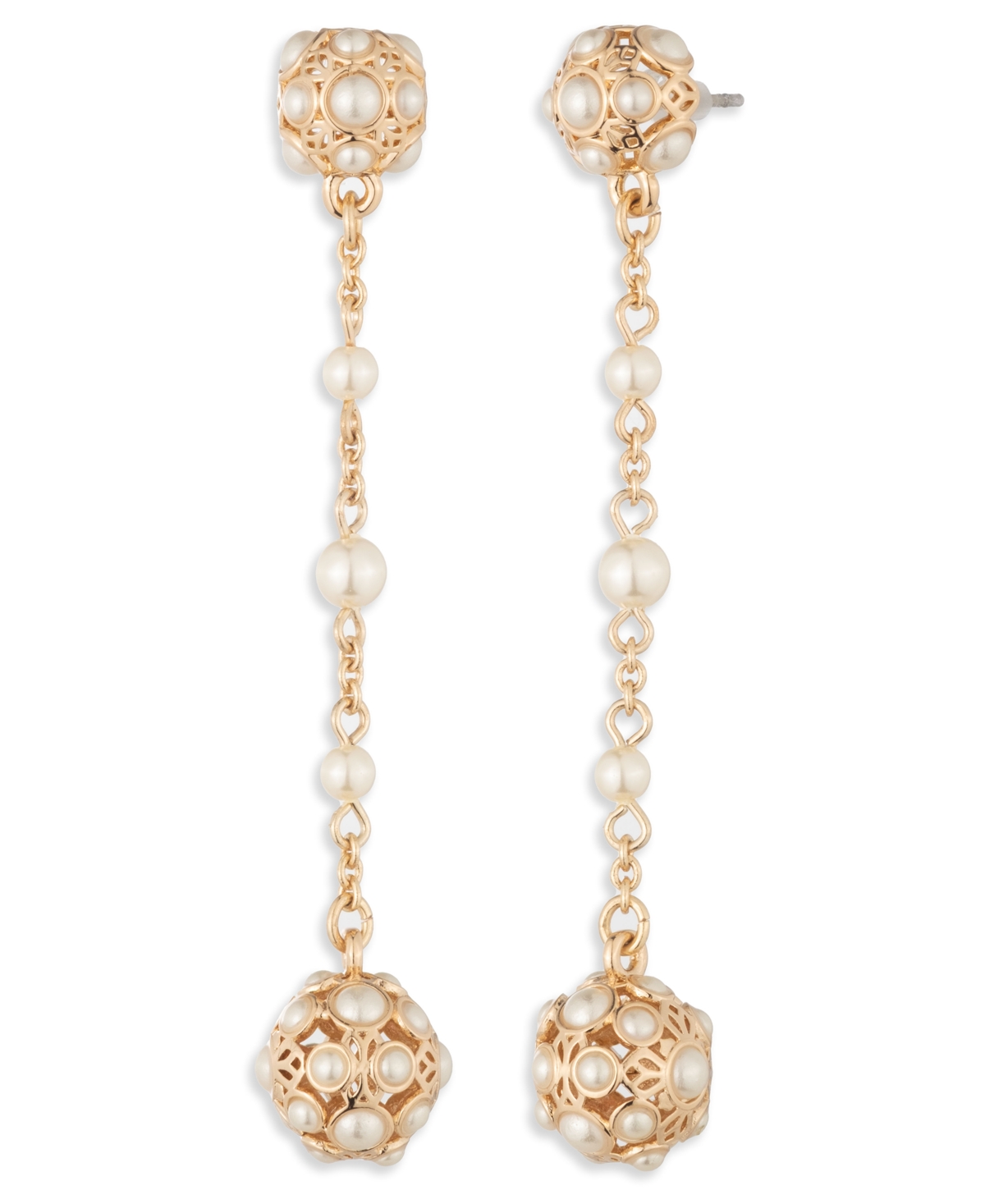 Click here for Marchesa Gold Tone Mixed Imitation Pearl Linear Ea... prices