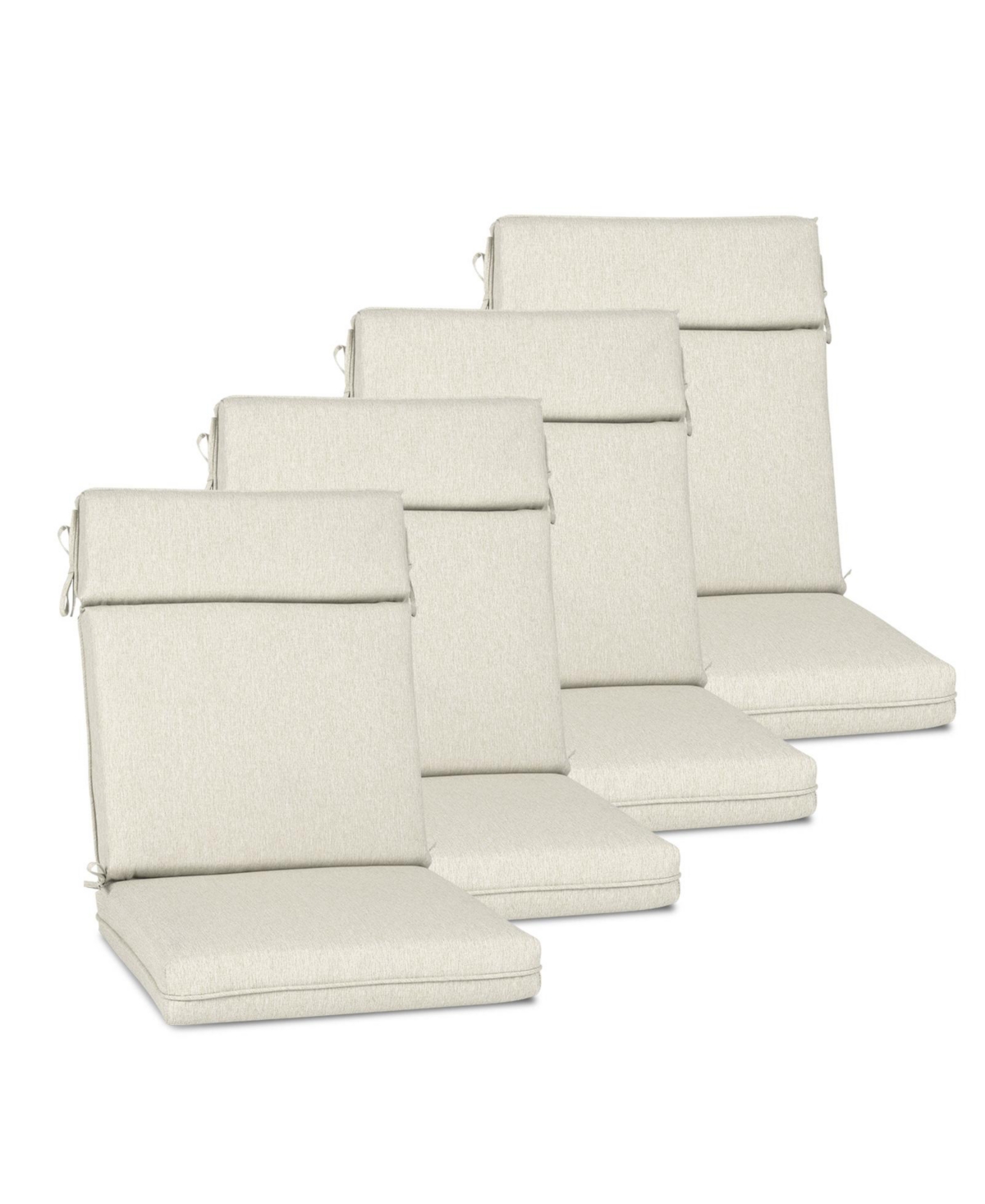 Aoodor Outdoor High Back Dining Chair Cushion with Ties and Zipper  44x21x3.2  Set of 4 - Light taupe