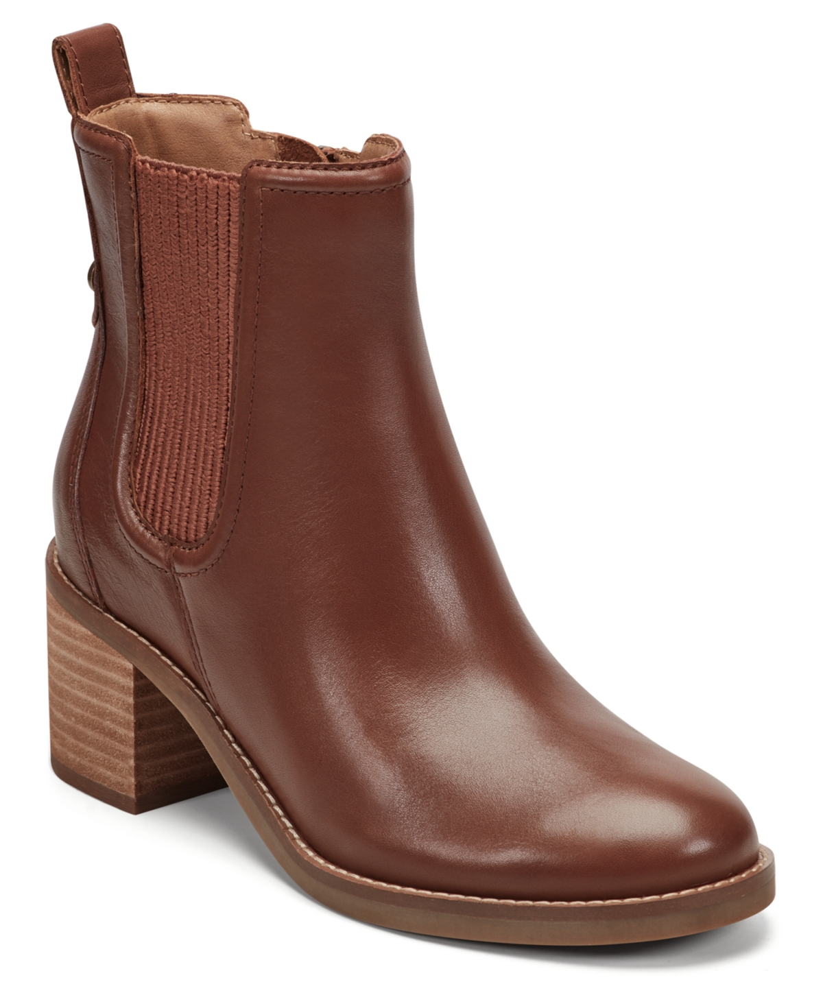 Click here for Earth Womens Cassi Block Heel Booties - Cognac Lea... prices