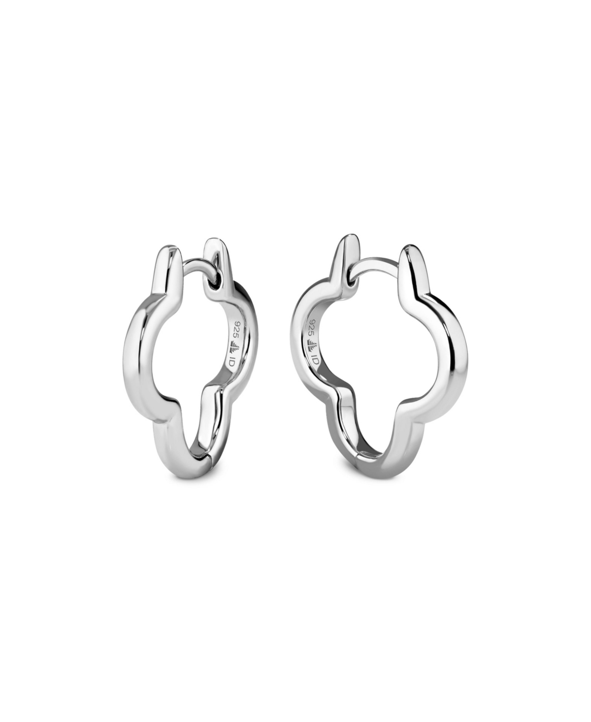 Click here for Devata Clover Hoop Earrings in Rhodium Plated Ster... prices