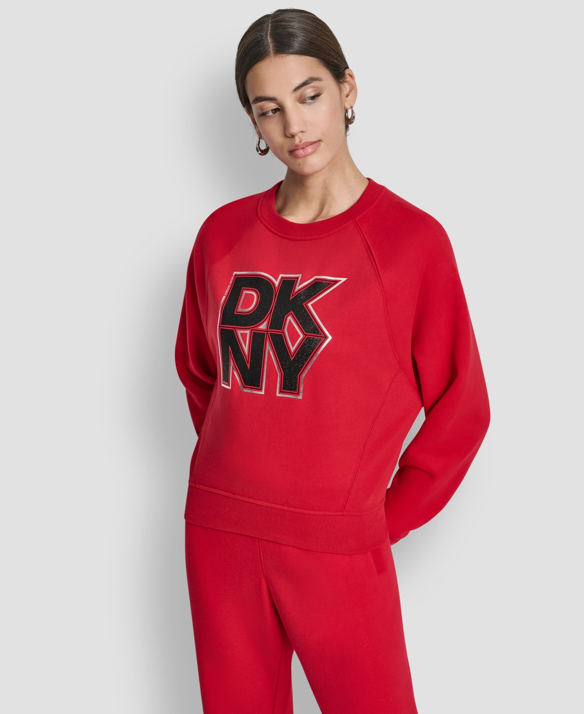 Click here for Dkny Womens Mixed Metal Stack Glitter Crewneck Top... prices