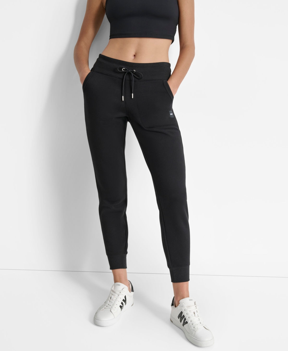 Click here for Dkny Womens Tonal Logo Patch Rib Trim Side Pockets... prices