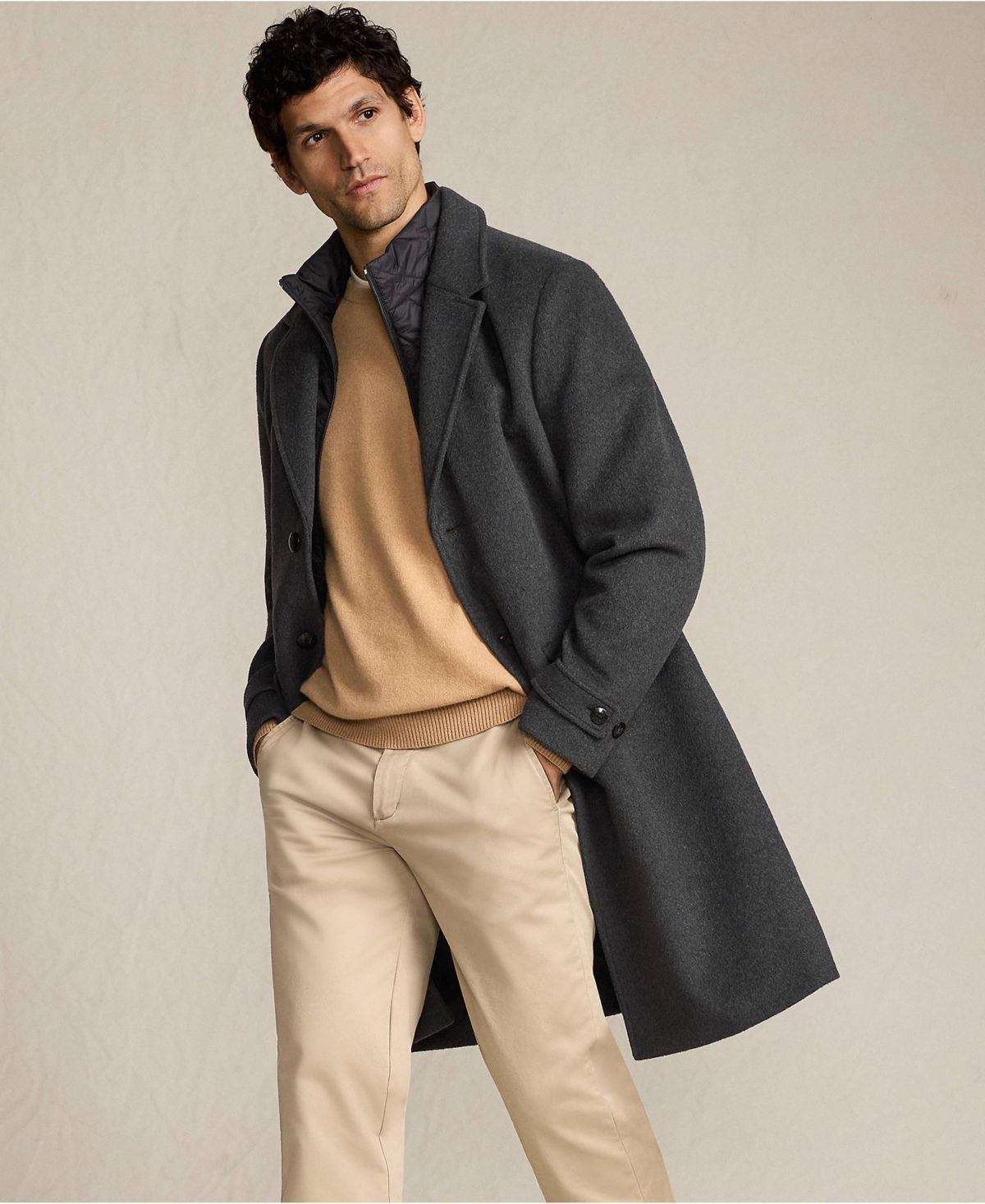 Click here for Lands End Mens Wool Blend Top Coat - Dark charcoal... prices