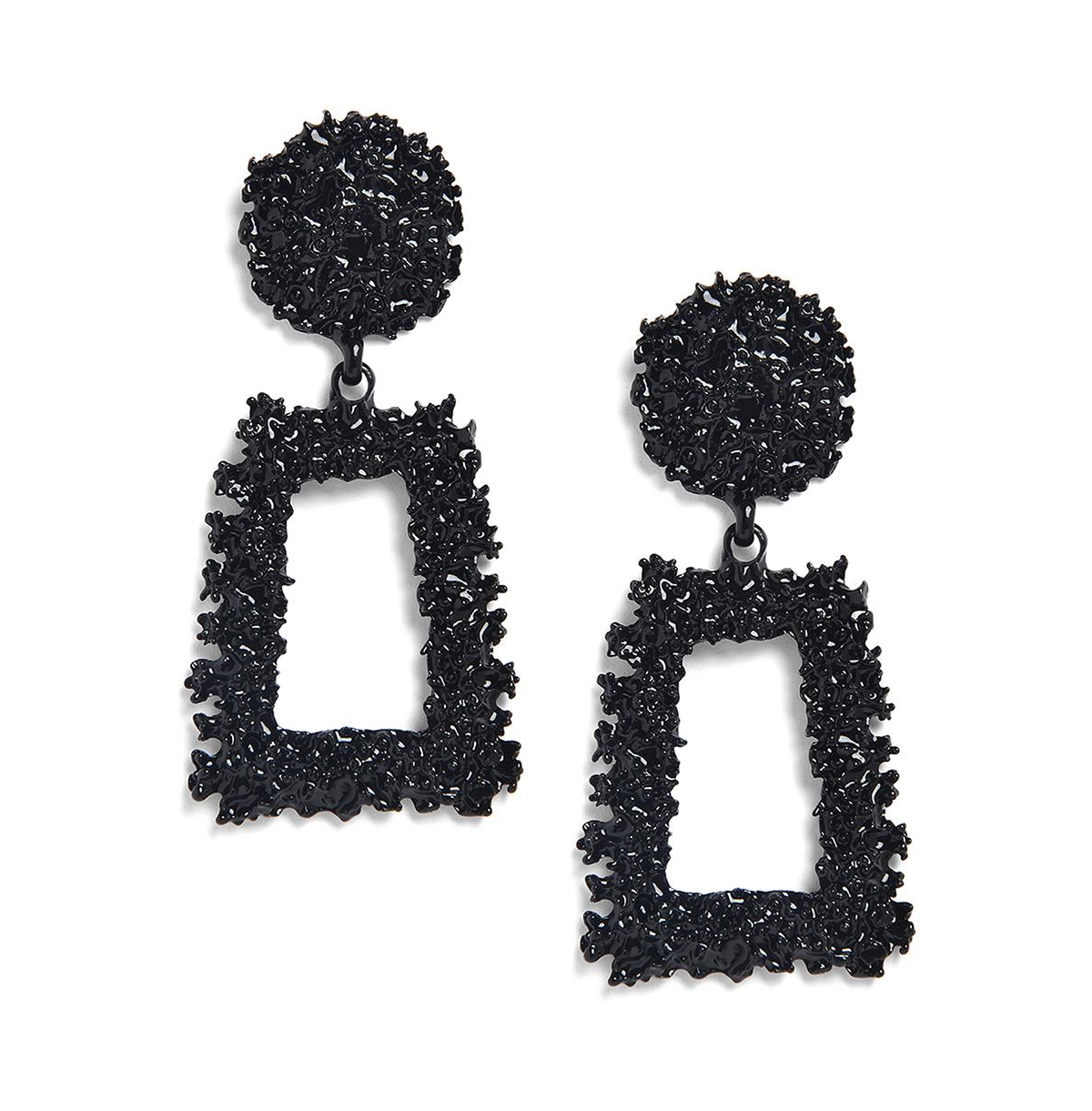 Click here for Sohi Womens Black Textured Geometric Drop Earrings... prices