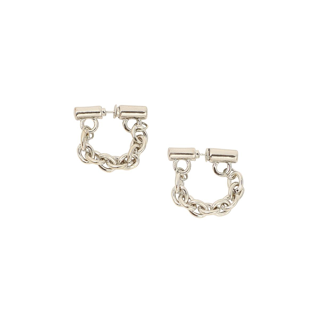 Click here for Sohi Womens The Chain Bar Hoop Earrings - Silver prices