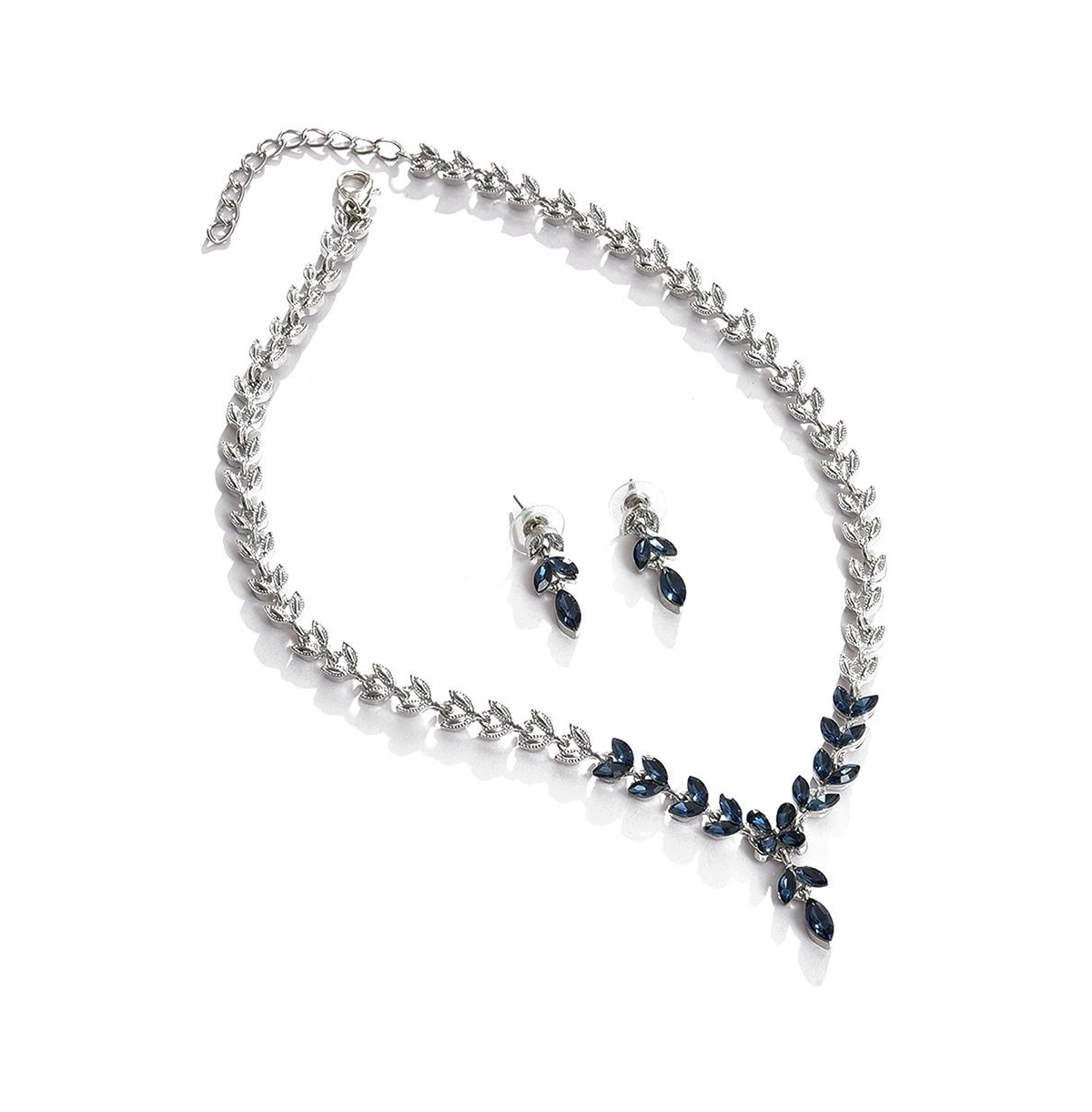 Click here for Sohi Womens Blue Stone Leaf Necklace And Earrings... prices