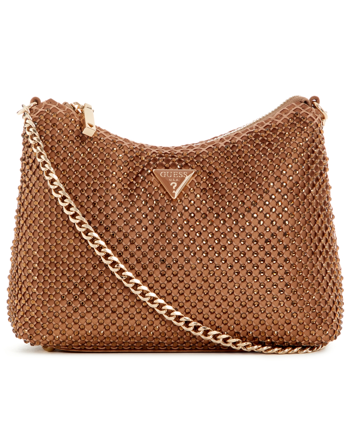 Click here for Guess Zalina Top Zip Shoulder Bag - Rust Copper prices