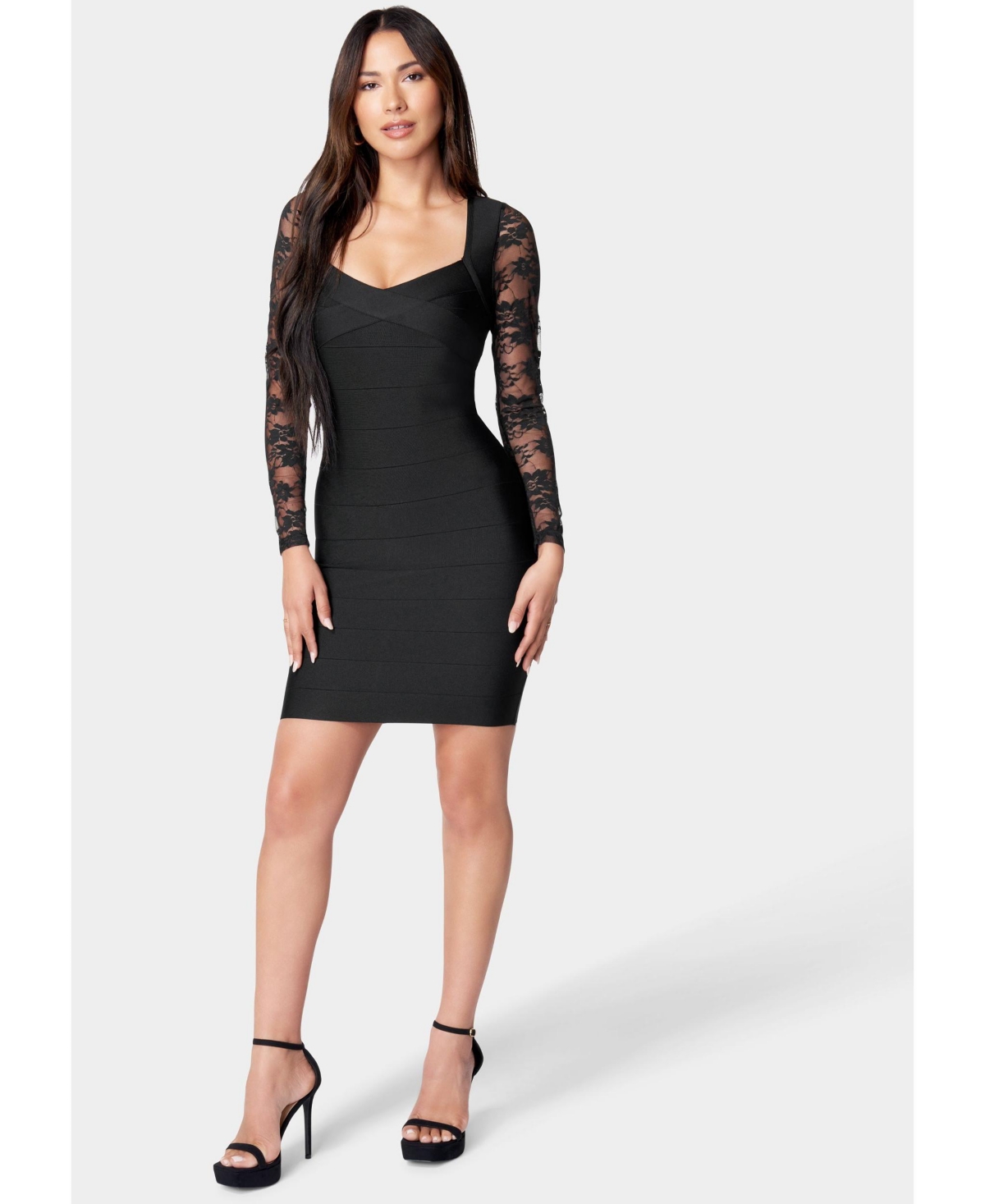 Click here for Bebe Womens Bandage Mini Dress - Black prices