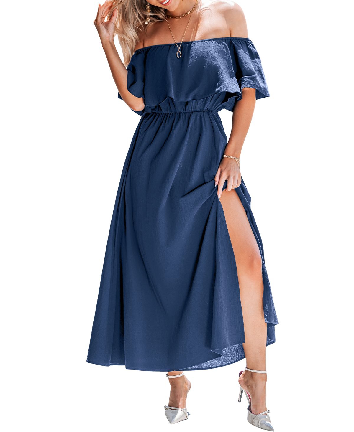 Click here for Cupshe Womens Off Shoulder Bodice Slit Hem Maxi Be... prices