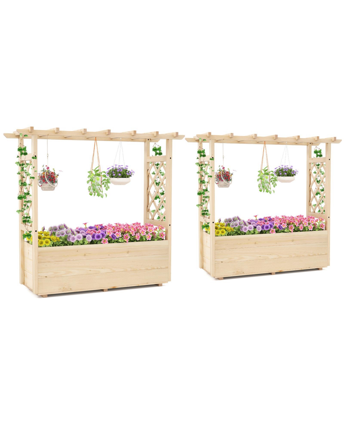 Click here for Gymax 2PCS Wooden Raised Garden Bed/ Lattice Trell... prices
