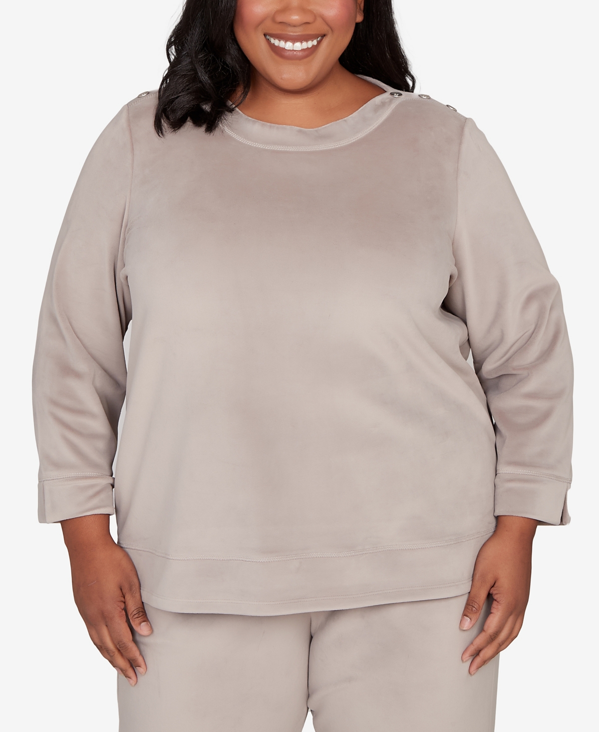 Click here for Alfred Dunner Plus Size Calm Luxe Shoulder Button... prices