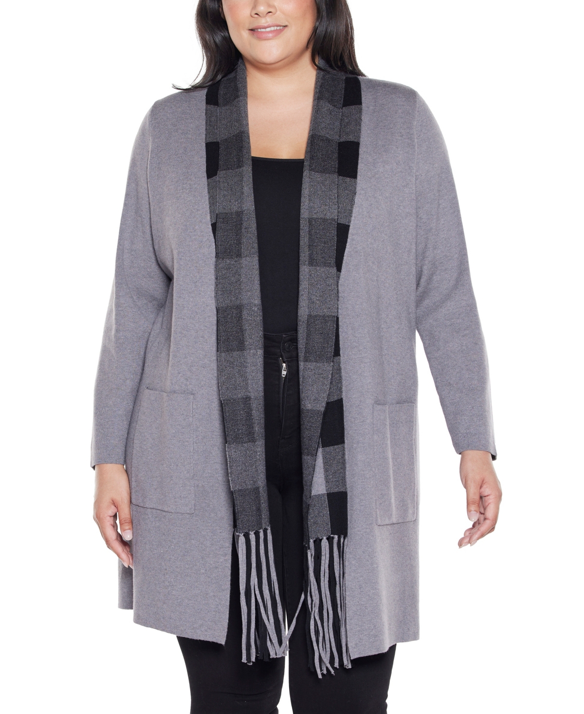 Click here for Belldini Plus Size Black Label Scarf-Effect Open-F... prices