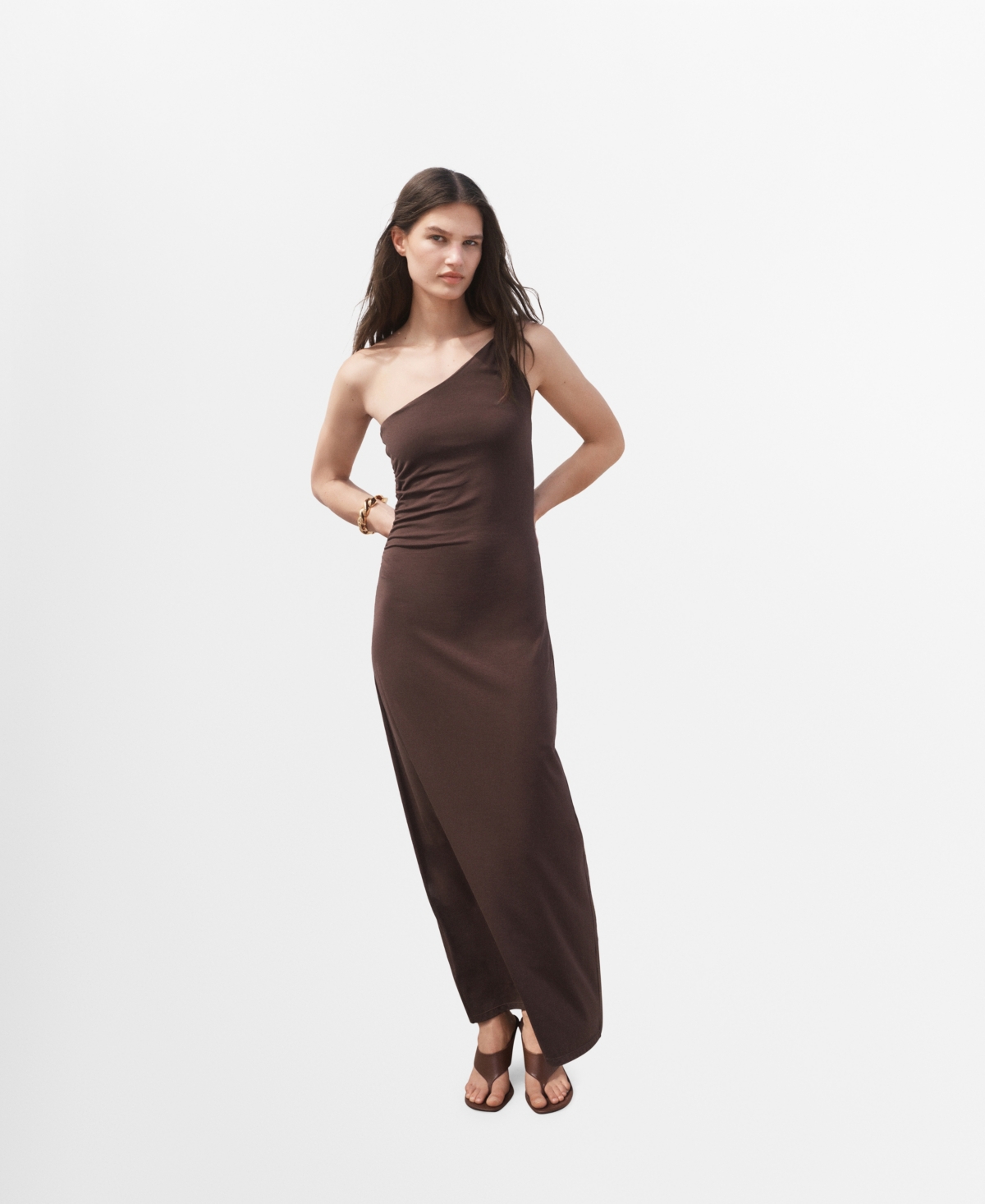 Click here for Mango Womens Gathered Strap Asymmetrical Dress - B... prices