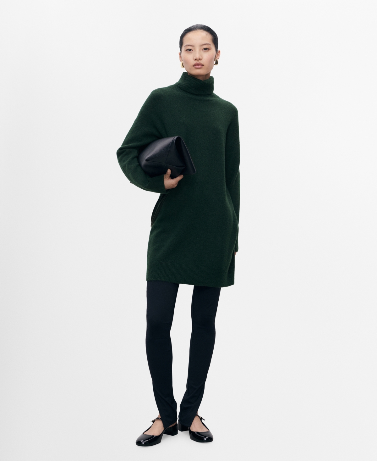 Click here for Mango Womens Short Knitted Turtleneck Dress - Dark... prices