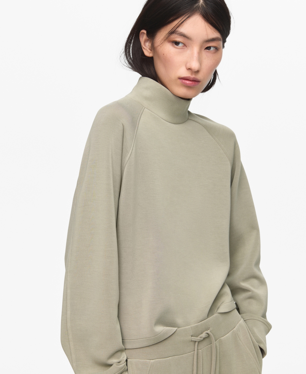 Click here for Mango Womens High Collar Sweatshirt - Khaki prices