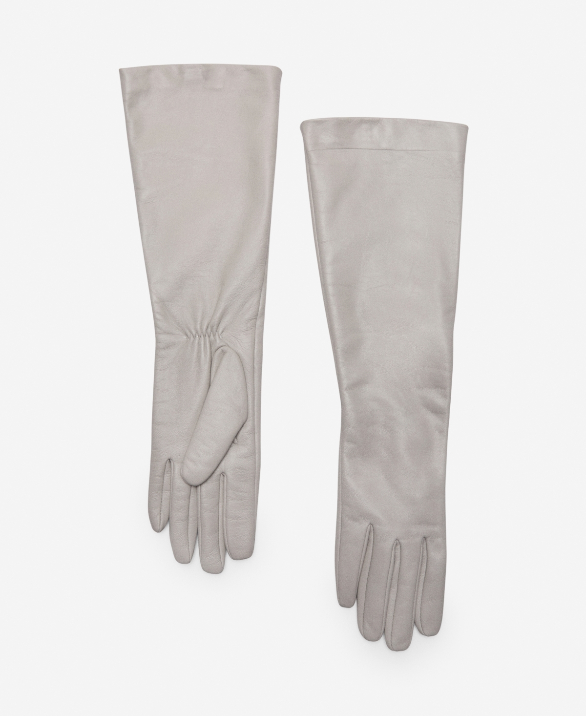 Click here for Mango Womens Leather Long Gloves - Ice Gray prices
