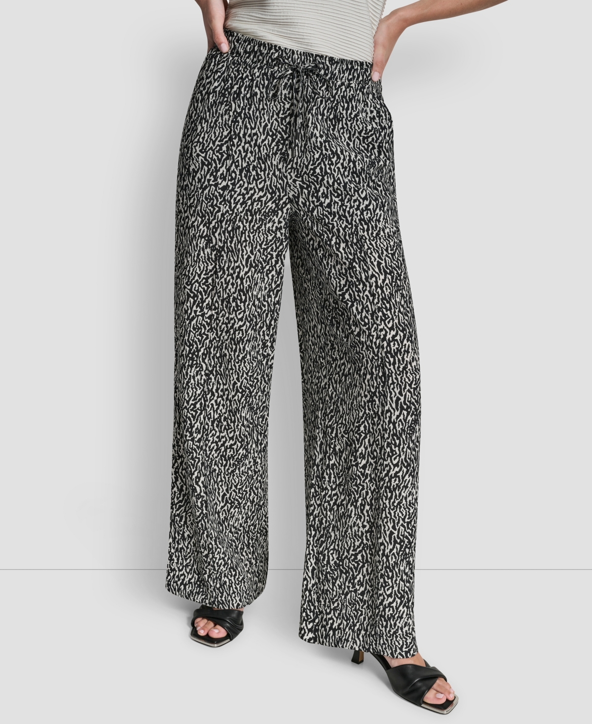 Click here for Dkny Womens Printed Straight Leg Pull-On Pants - L... prices