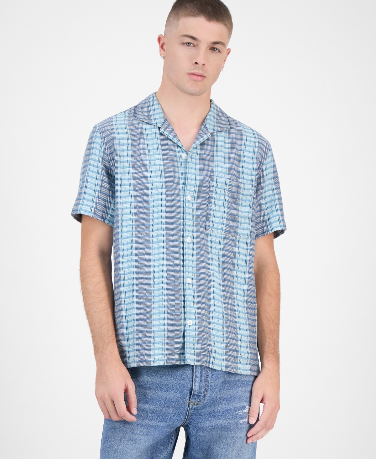 Click here for Sun + Stone Mens Short-Sleeve Cotton Driver Shirt... prices