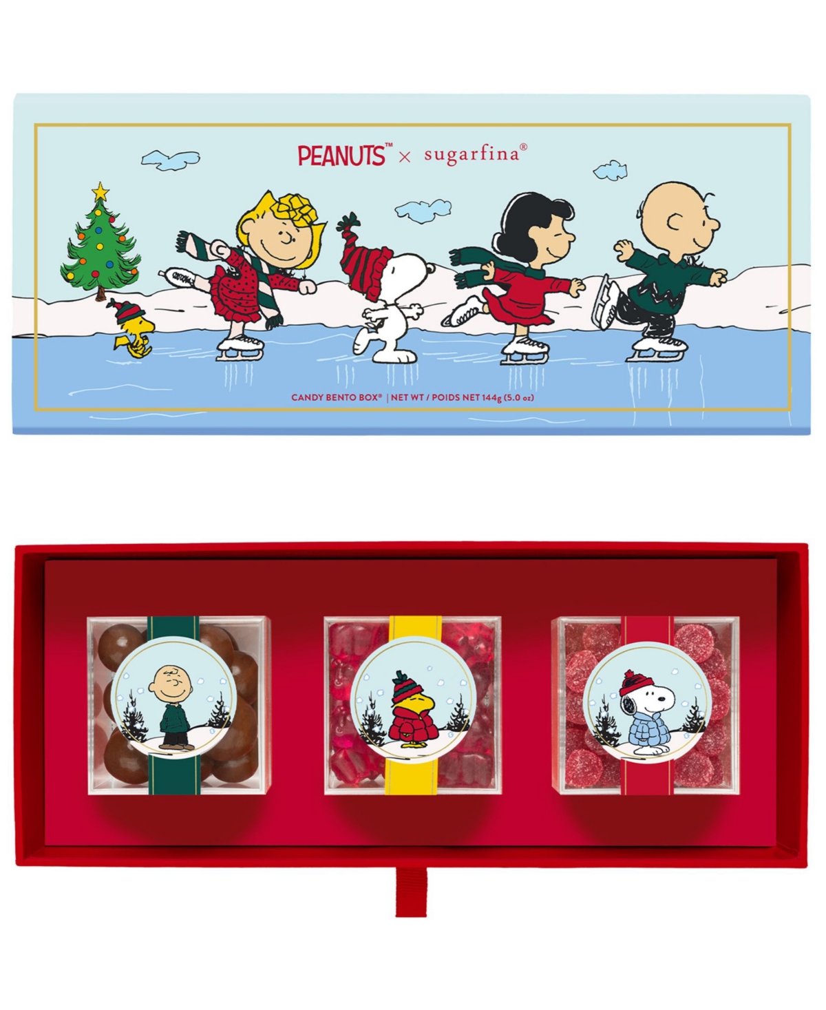 Click here for Sugarfina Peanuts Holiday 2025 Pop-Up Bento Box 3-... prices