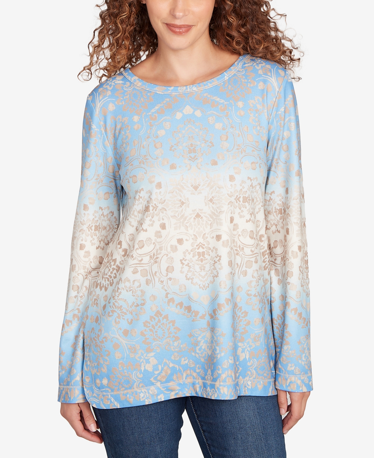 Click here for Ruby Rd. Petite Brushed Medallion Hatchi Knit Top... prices