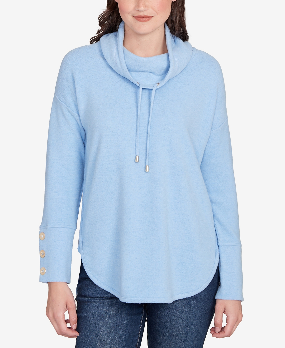 Click here for Ruby Rd. Petite Cowl Neck Cozy Hatchi Drawstring T... prices