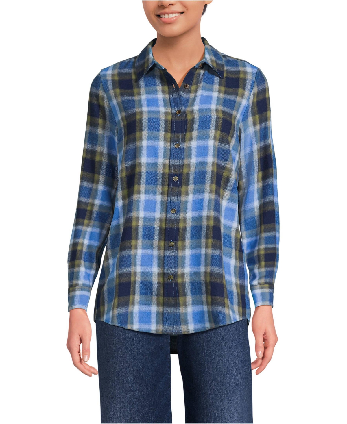 Click here for Lands End Womens Petite Flannel Boyfriend Fit Long... prices