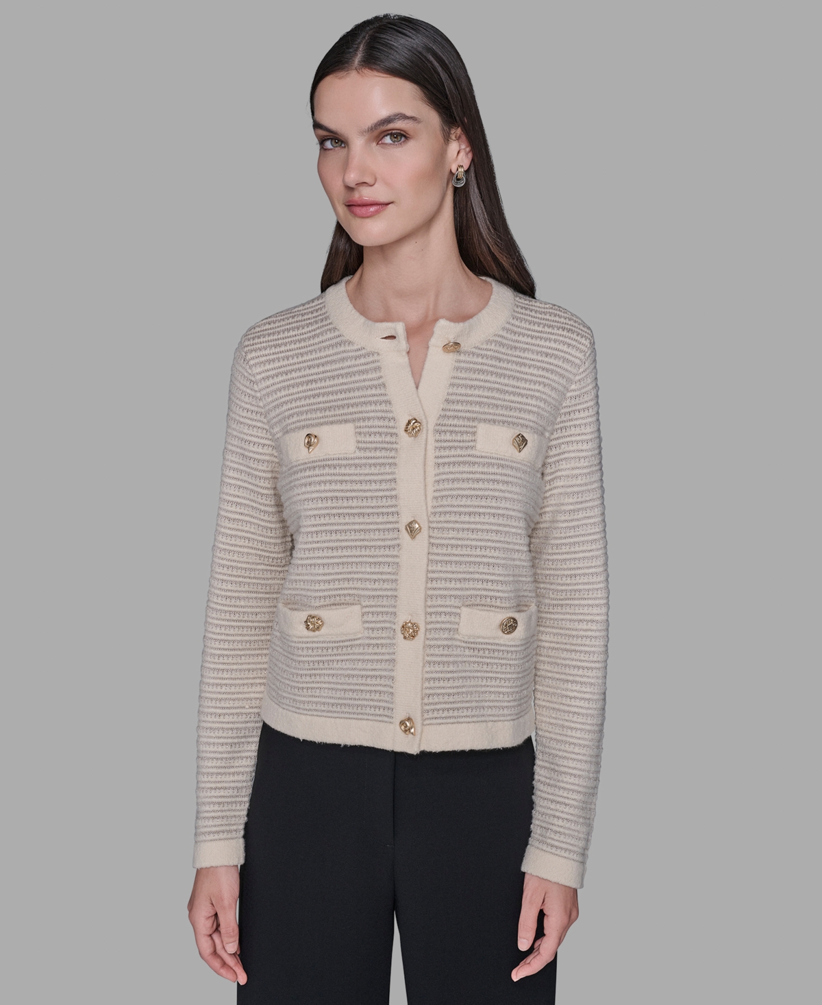 Click here for Karl Lagerfeld Paris Petite 4-Pocket Long Sleeves... prices