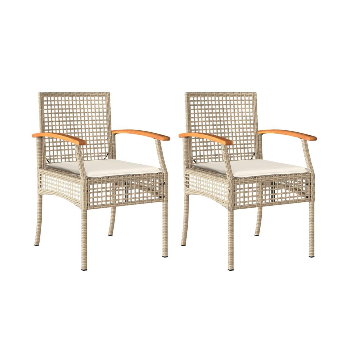 Click here for Garden Chair Set of 2 Beige and Brown Pe rattan Me... prices