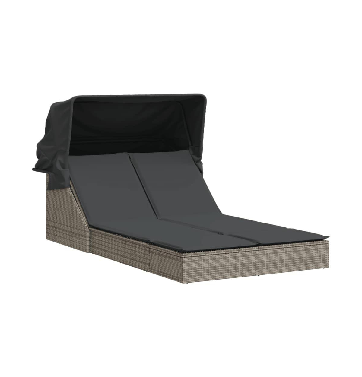 Click here for Double Sun Lounger Grey Pe Rattan  Powder-coated S... prices