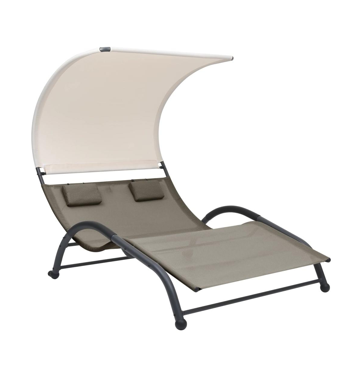 Click here for Sun Lounger Taupe Textilene  steel Double Double S... prices