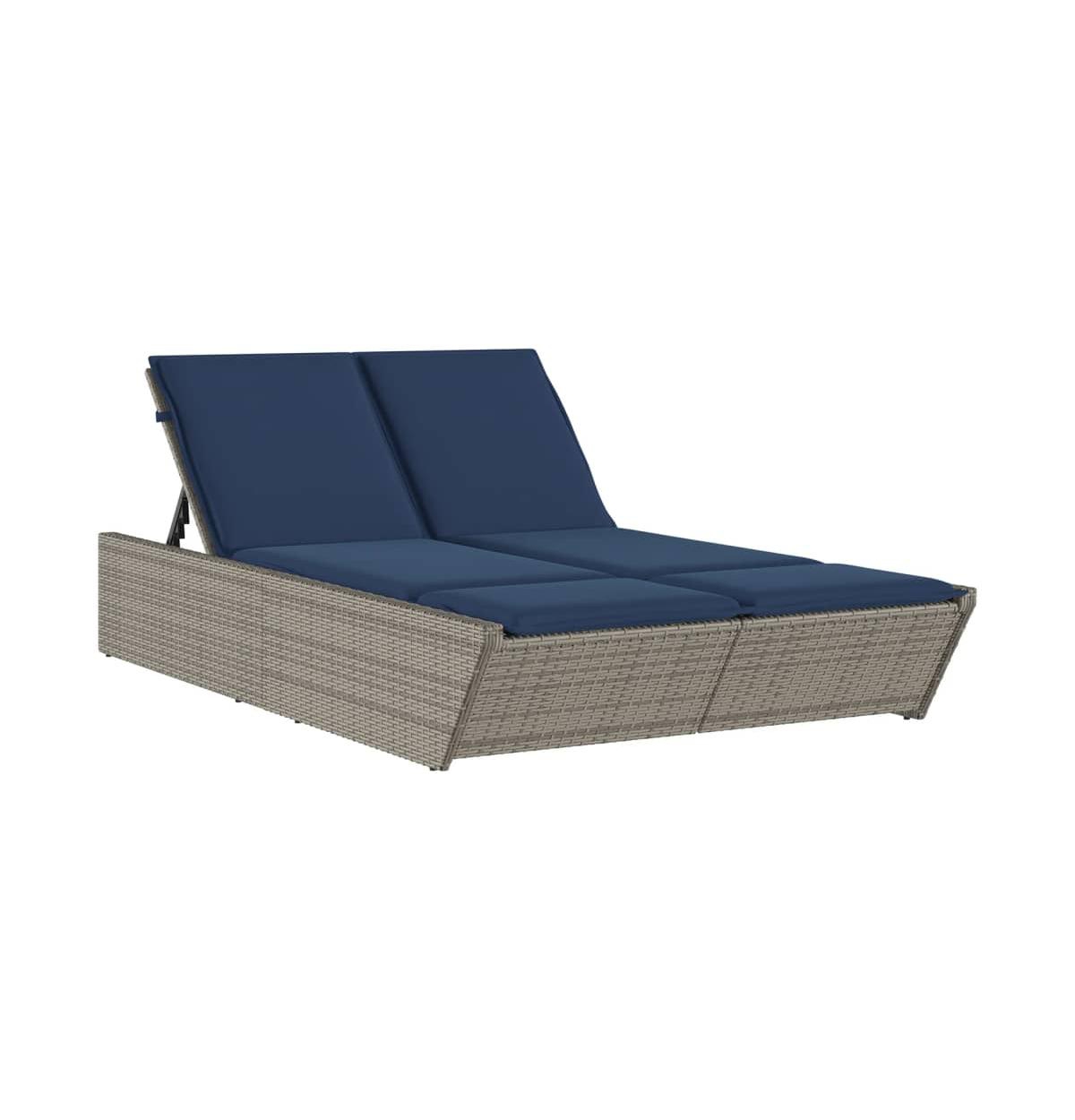 Click here for Patio Double Sun Lounger Gray Pe Rattan Double - G... prices
